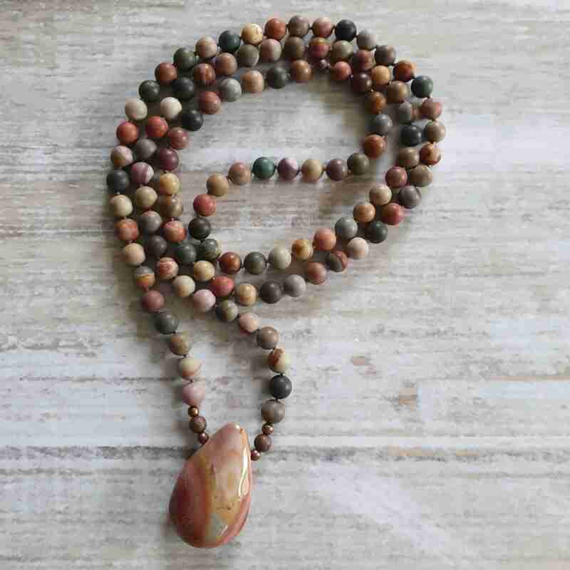 Bunte (polychrome) Jaspis-Mala, matt (2) – Mala-Zauber